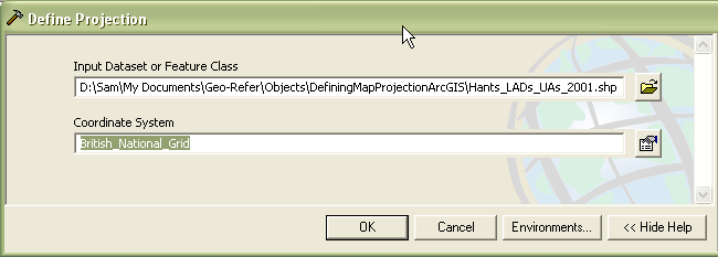 Defining a map projection in ArcGIS