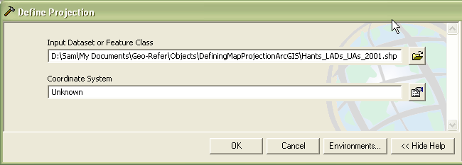 Defining a map projection in ArcGIS